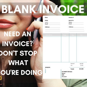 Blank Invoice Invoice in Word Editable Invoice Custom Pages Invoice ...