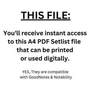 Band Setlist Musical Band Music Tracker Band Digital - Etsy