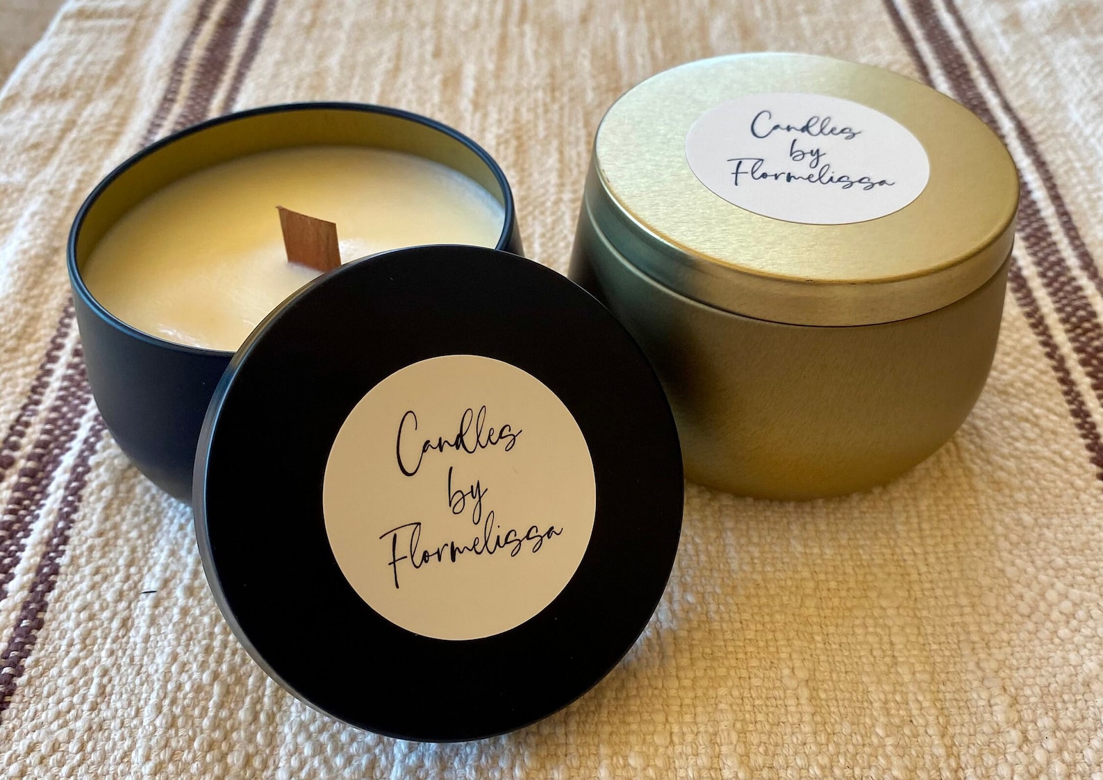 8 Oz Black Tin Soy Wax Candle Tin Candle Soy Wax Wood Wick - Etsy