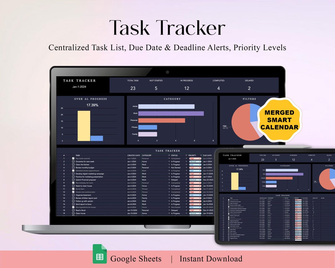 Task Tracker Excel Task Tracker Google Sheets to Do List Assignment ...