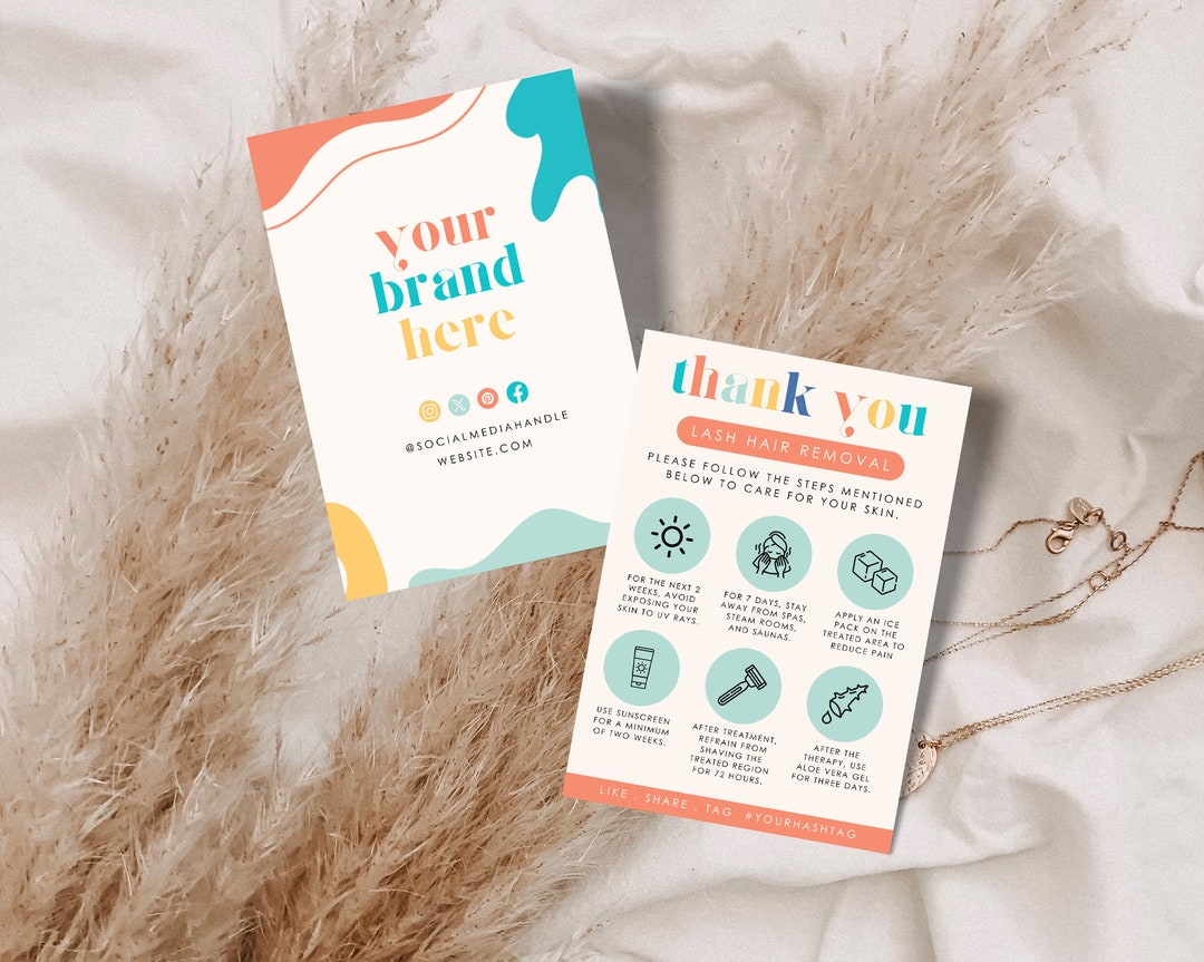 Laser Hair Removal Aftercare Card Template, Editable Hair Removal Care ...