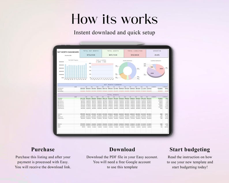Net Worth Tracker Google Sheets Excel Spreadsheet Net Worth Calculator ...