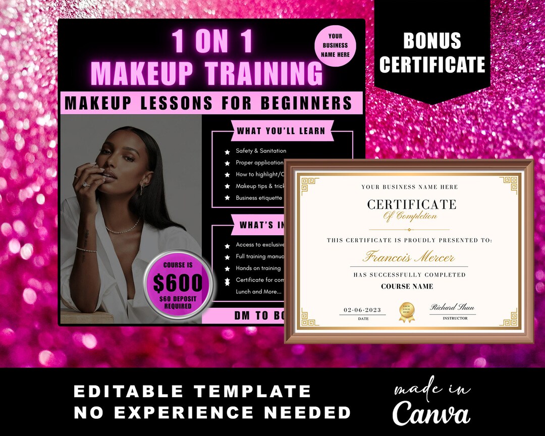 Makeup Course Flyer, DIY Flyer Template Design, Makeup Class Flyer ...