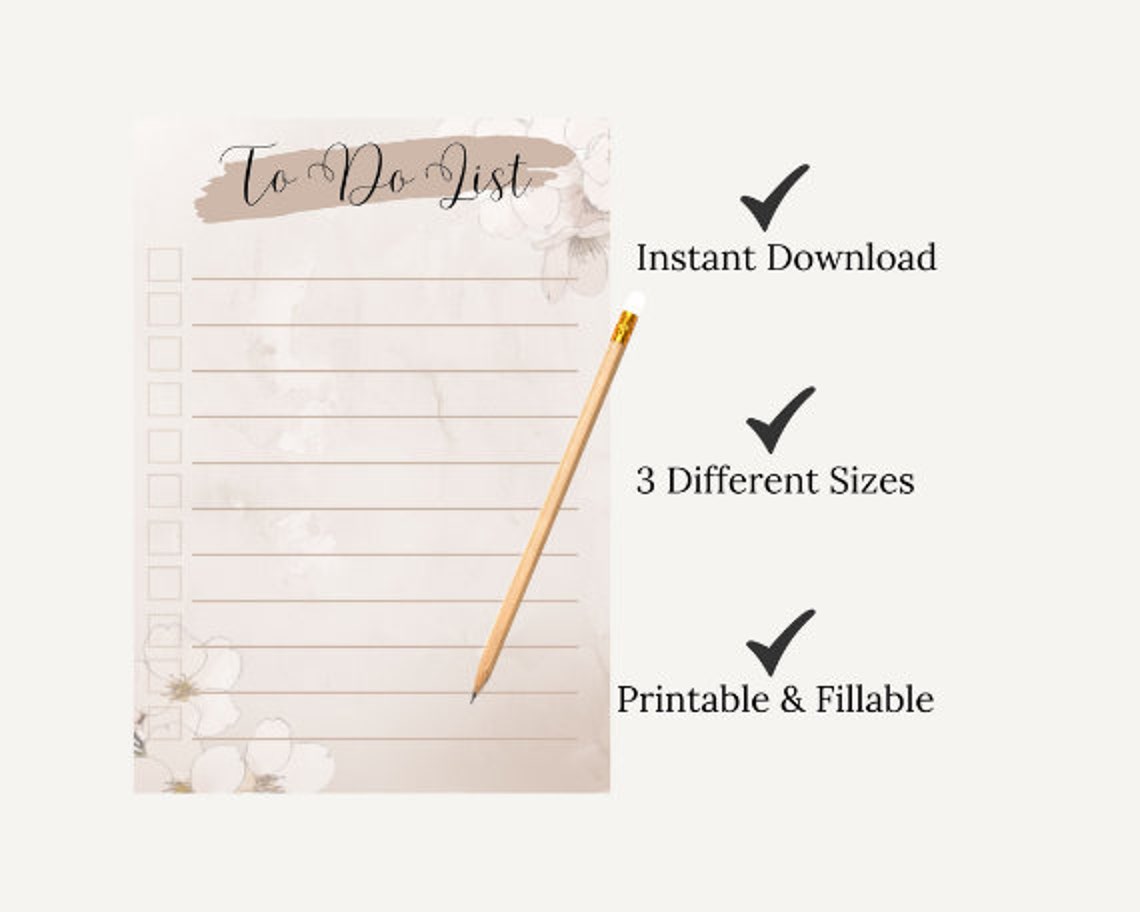 Simple Floral to Do List Printable, to Do List Fillable, to Do List, to ...