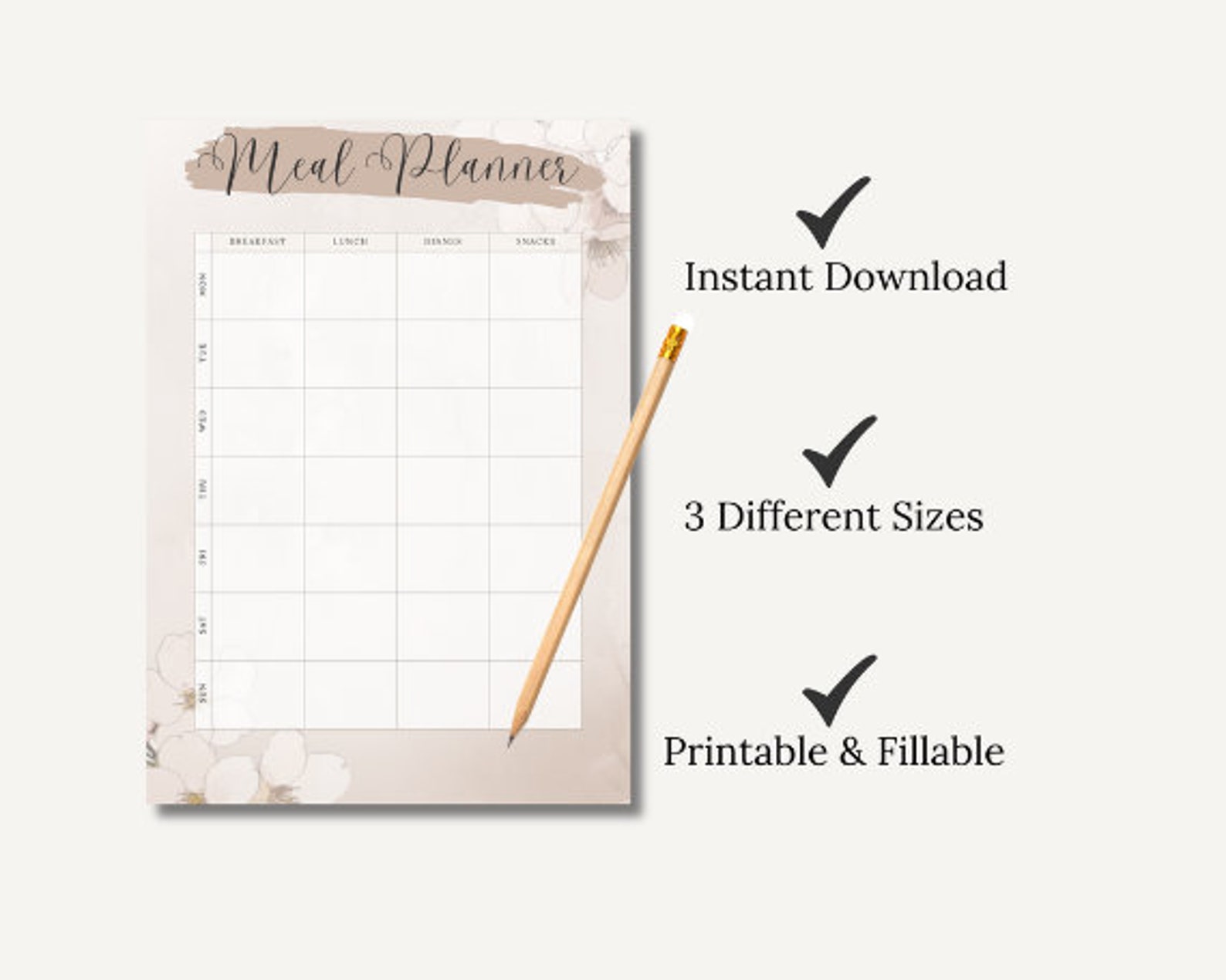 Weekly Meal Planner Printable, Fillable, Weekly Meal Planner Agenda ...
