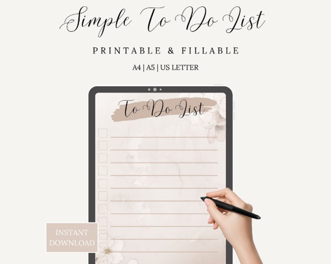 Simple Floral to Do List Printable, to Do List Fillable, to Do List, to ...
