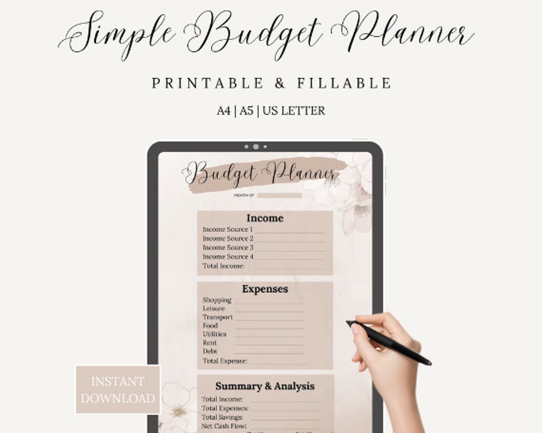 Budget Planner Printable, Budget Planner Fillable, Budget Planner ...