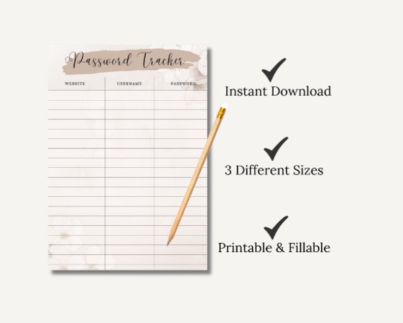 Simple Password Tracker Printable, Password Diary Fillable, Password ...
