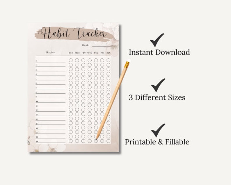 Weekly Habit Tracker Printable, Fillable, Weekly Habit Tracker Agenda ...