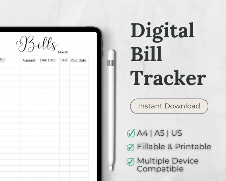 Simple Bill Tracker Printable, Undated Bill Tracker Fillable, Undated ...