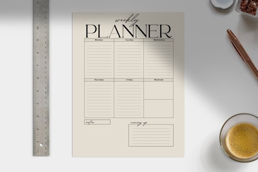 Minimalist Weekly Planner Page, Printable Weekly Planner Page - Etsy