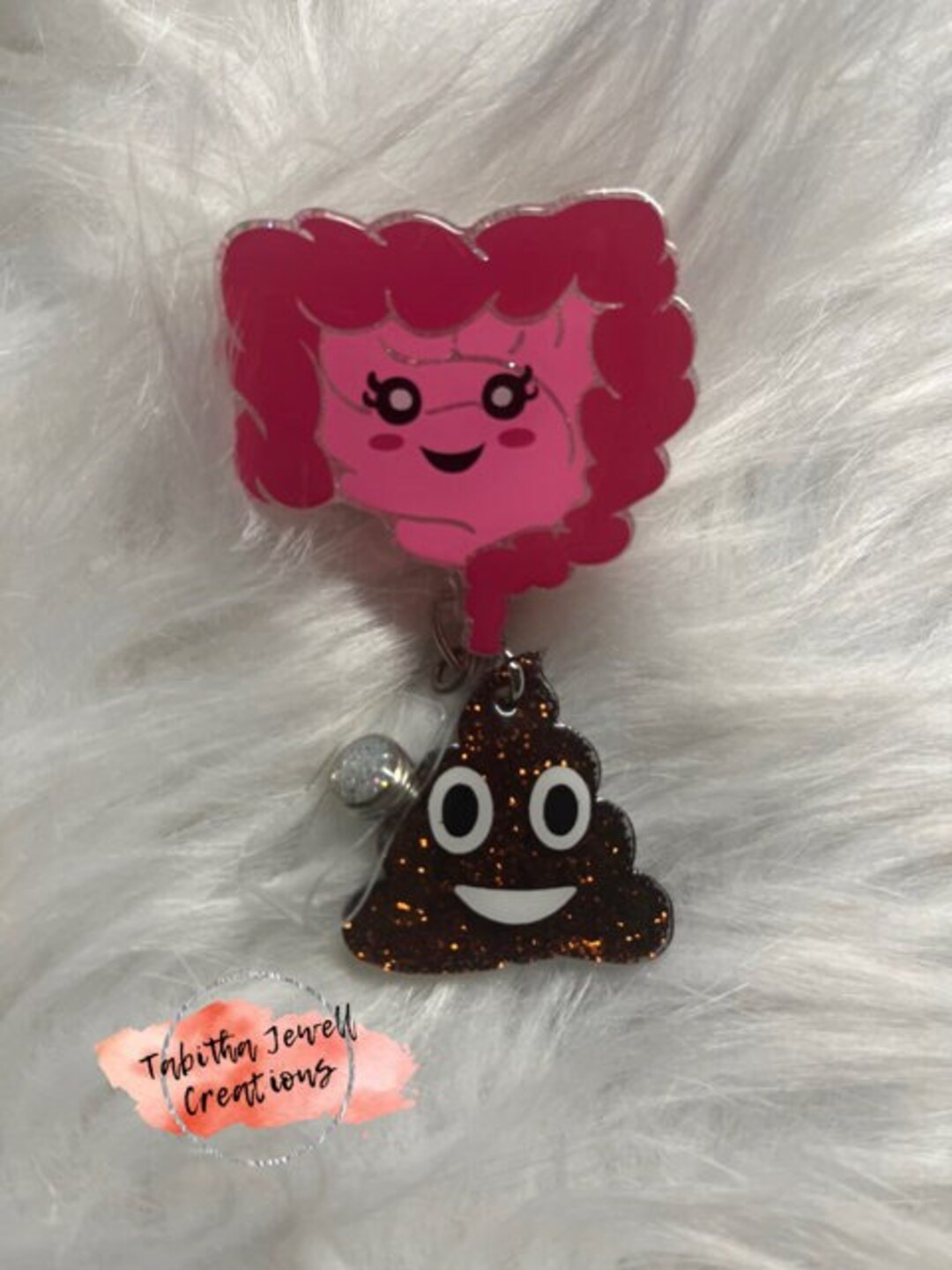 Intestine/colon W/poop Emoji Badge Reel/gi Nurse/gastroenterology ...