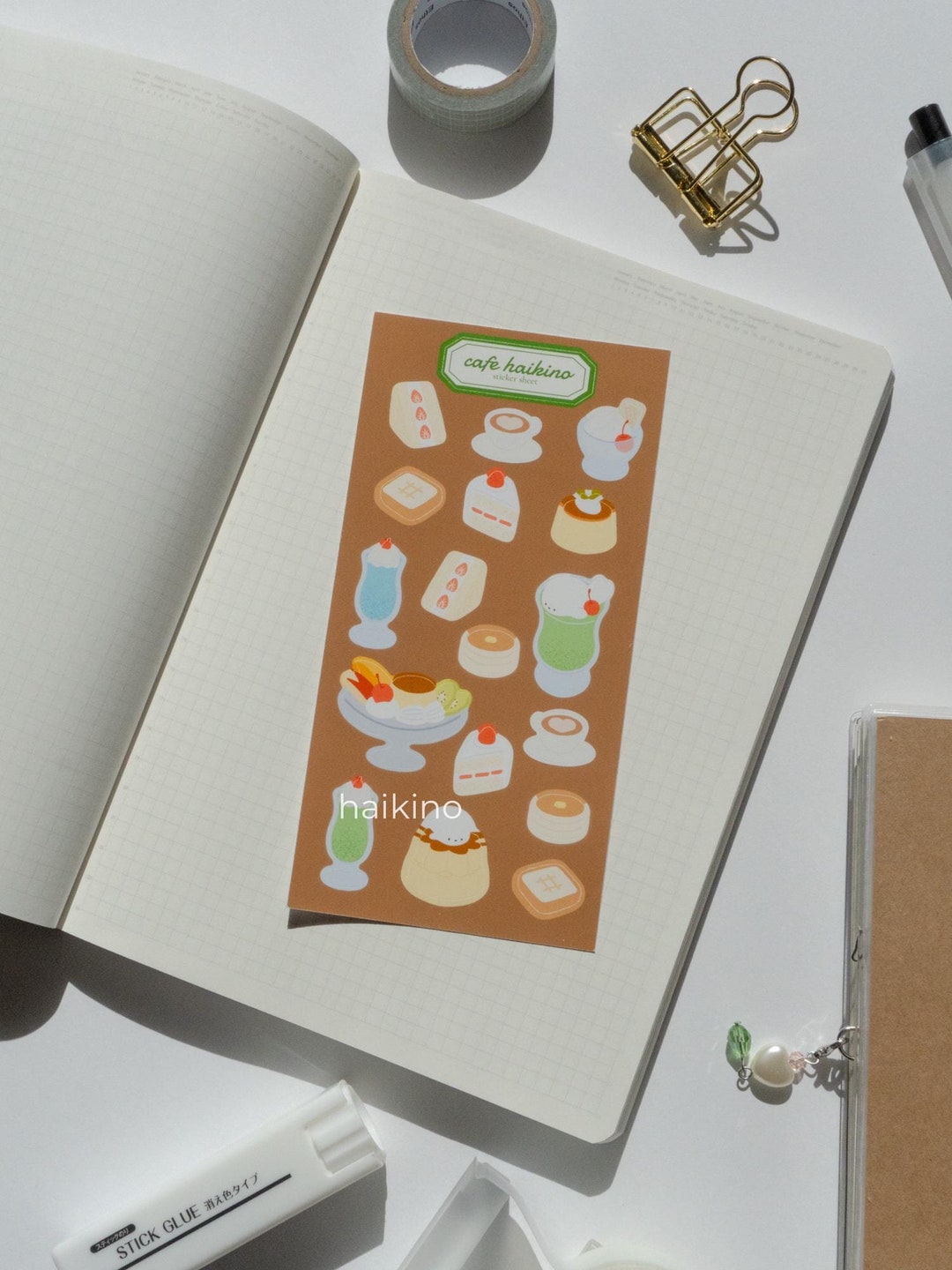 Retro Cafe Matte Sticker Sheet - Cute Seal and Food Deco Stickers for ...