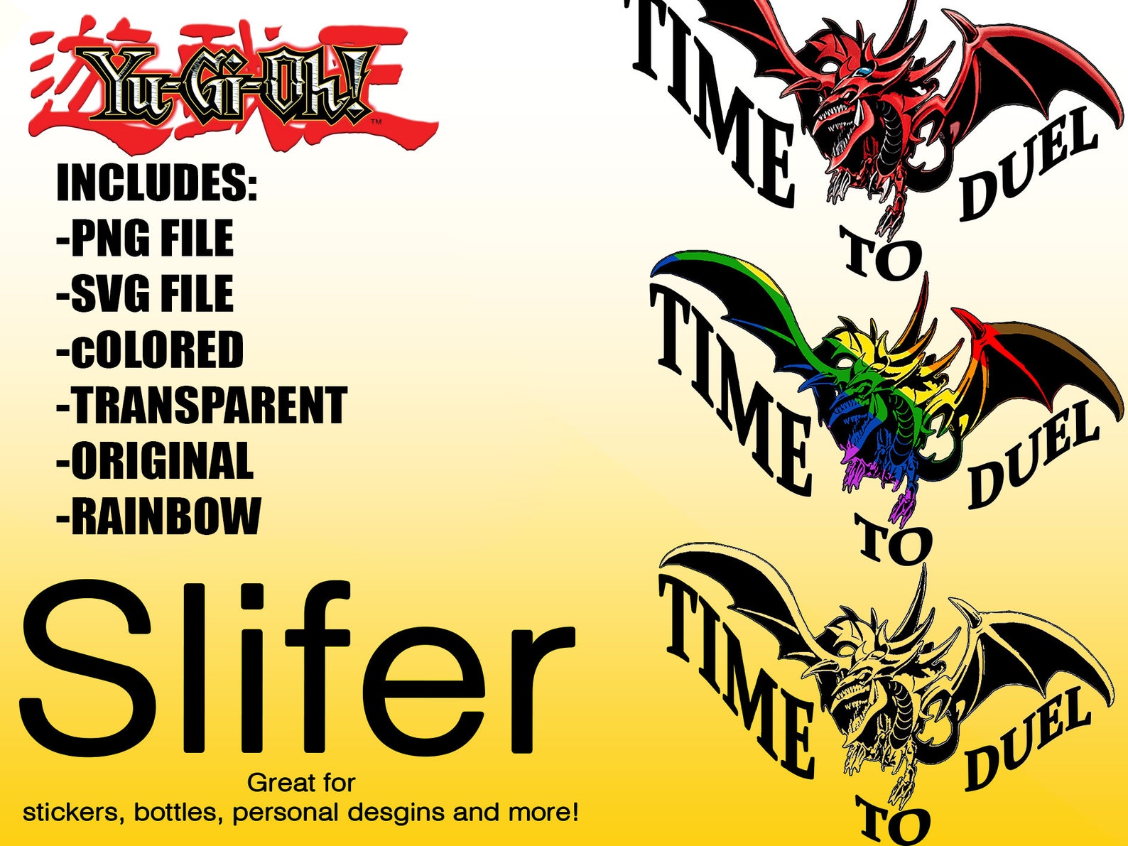 Yugioh Anime Digital Print SVG N PNG Slifer the Sky Dragon Black N ...