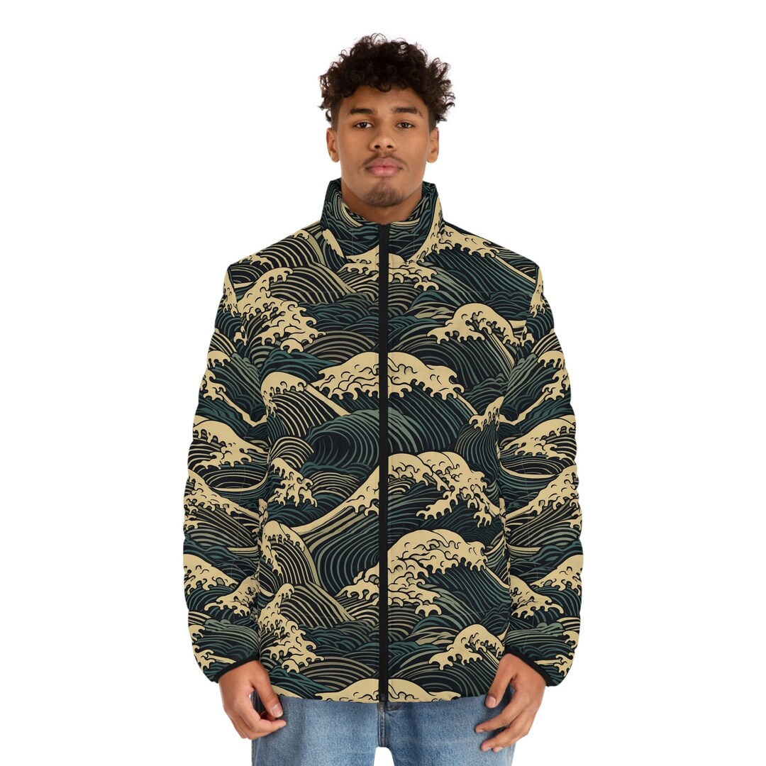 Japanese Ukiyo-e Ocean Waves | Hokusai's Kanagawa Inspired Men's Puffer ...
