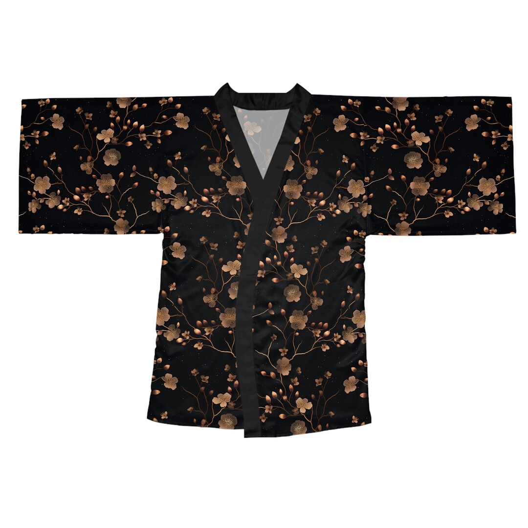 Black and Gold Sakura Cherry Blossoms | Japanese-inspired Long Sleeve ...