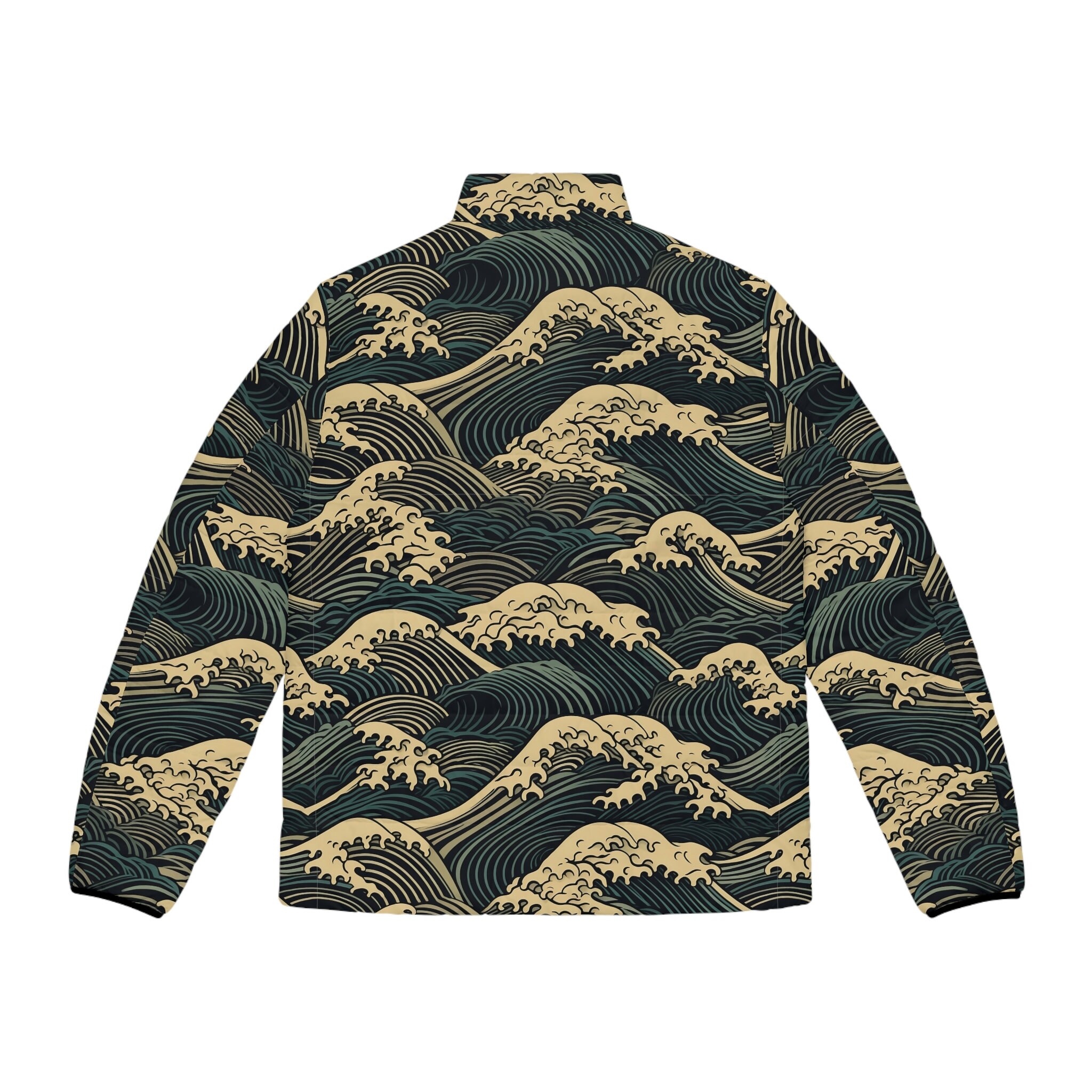 Japanese Ukiyo-e Ocean Waves | Hokusai's Kanagawa Inspired Men's Puffer ...