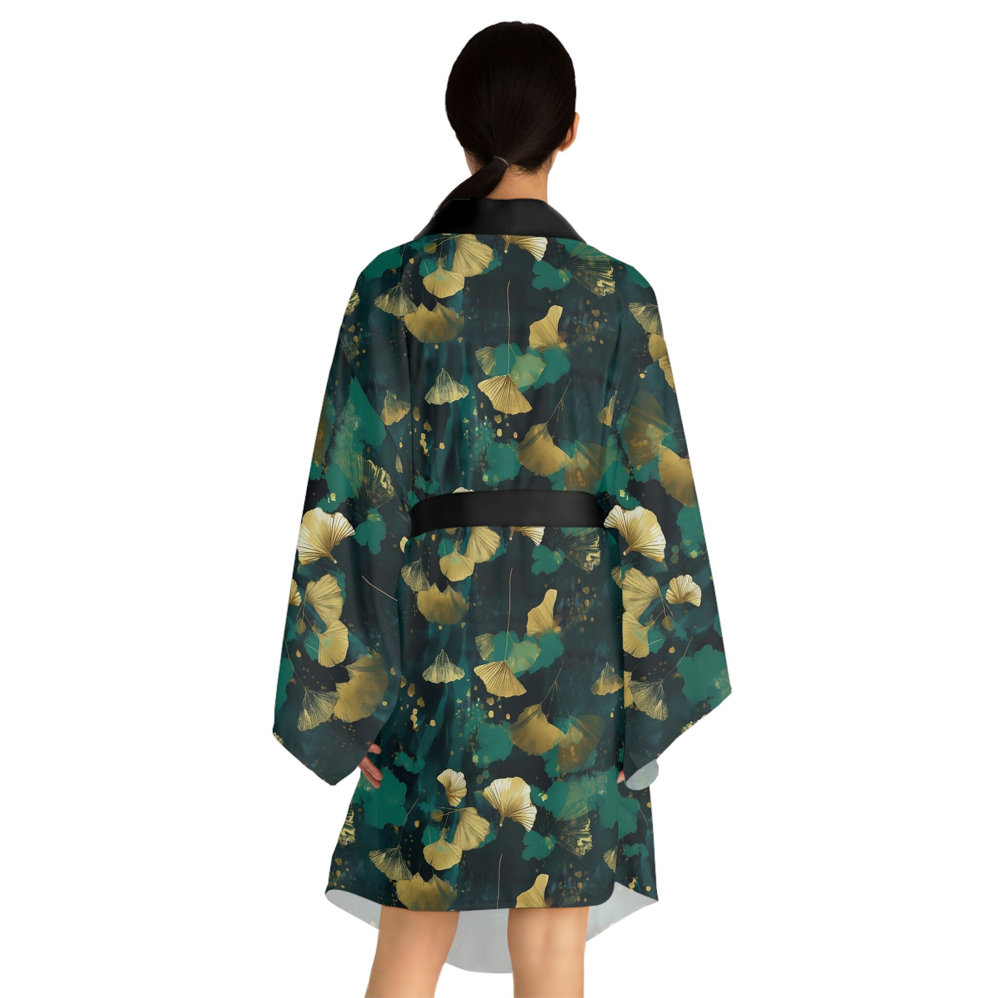 Emerald Green and Gold Ginko Leaf | Japanese Inspired Long Sleeve ...