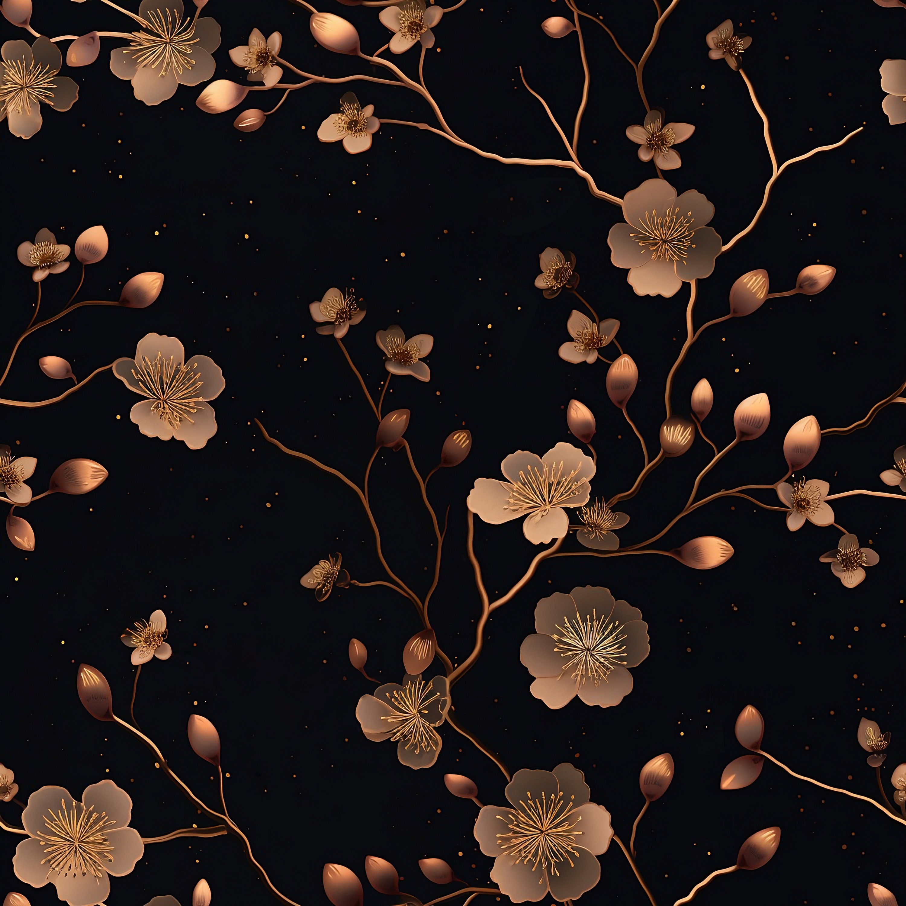 Black and Gold Sakura Cherry Blossoms Japanese-inspired - Etsy