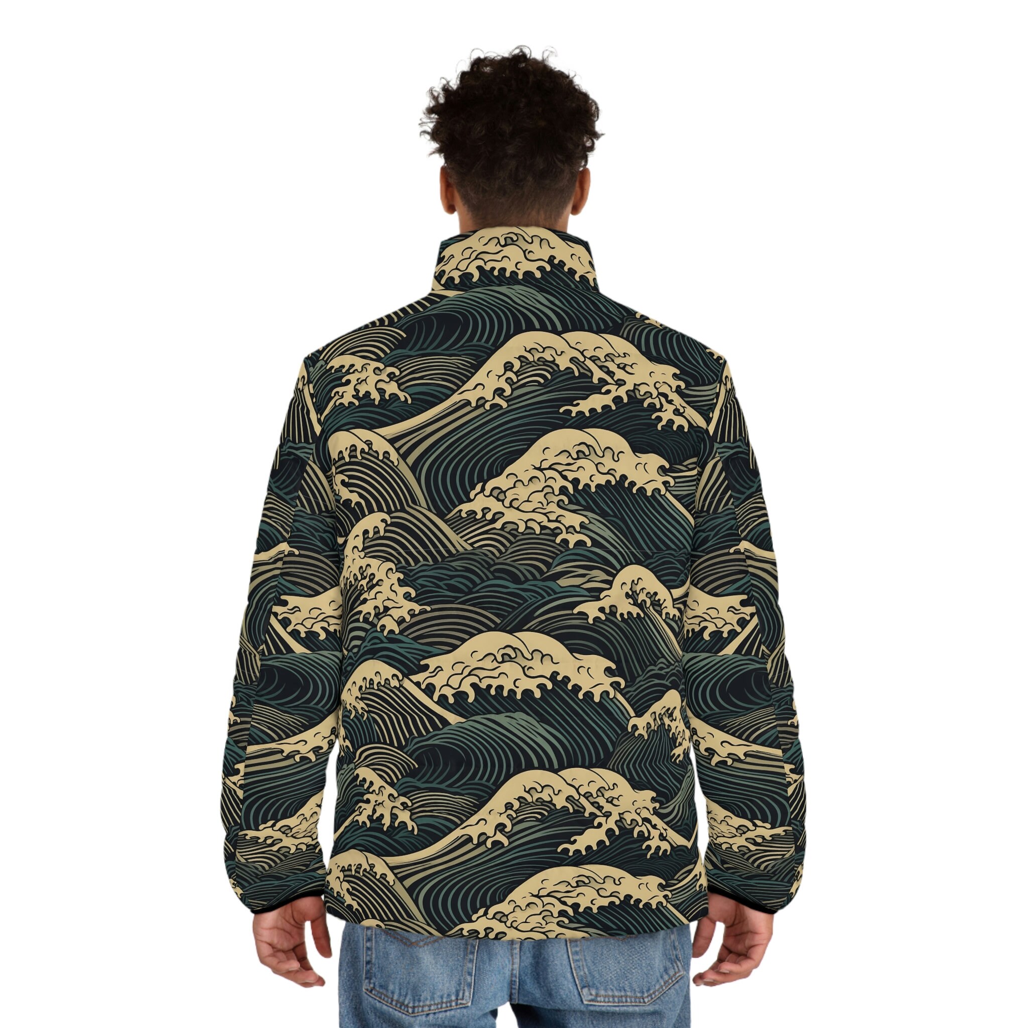 Japanese Ukiyo-e Ocean Waves | Hokusai's Kanagawa Inspired Men's Puffer ...