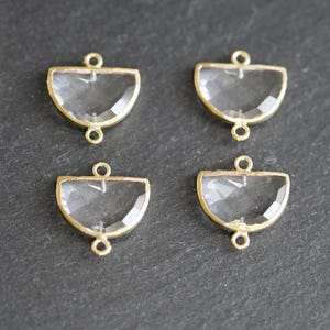 Crystal Quartz Half Moon Connector Pendant, Semi Circle Faceted ...