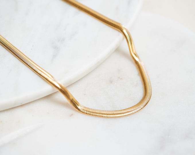18k Gold Filled Puffed Snake Chain, Herringbone Puff Chain, Thick Gold ...