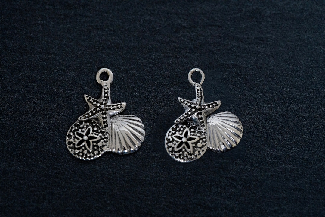 Sterling Silver Shell Charm, Starfish Charm, Sand Dollar Charm ...