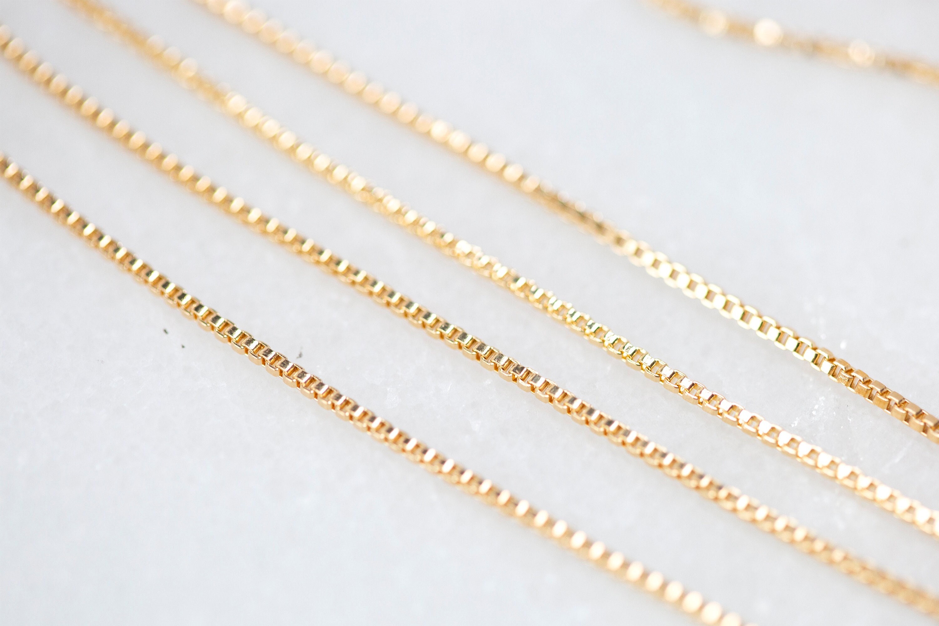 1mm 18k Gold Filled Box Chain Necklace, Dainty Finished Chain, 1pc, N2 ...
