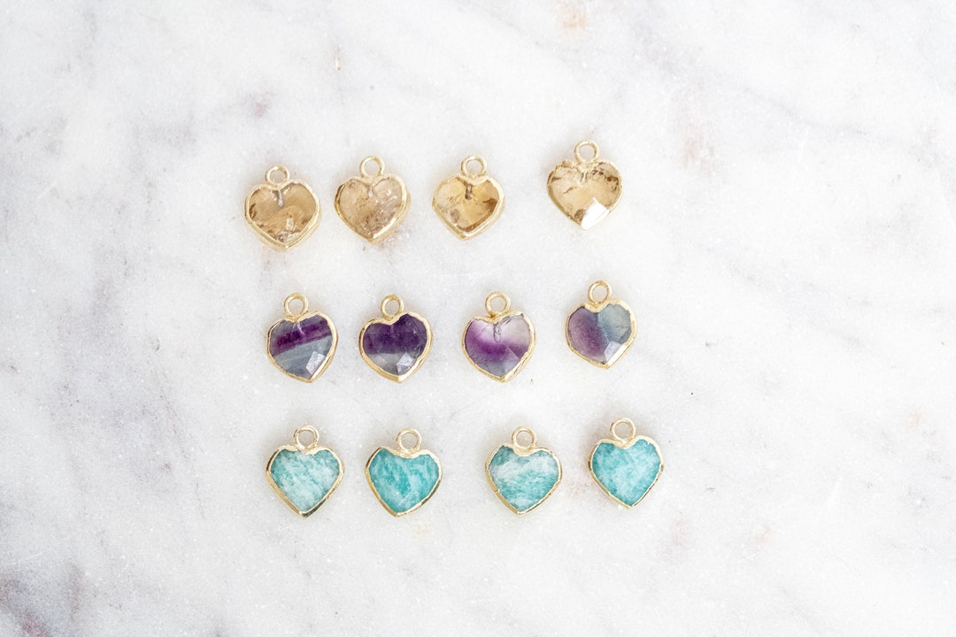 Gemstone Hearts, Faceted Gemstone Heart, Gemstone Heart Charm, Citrine ...