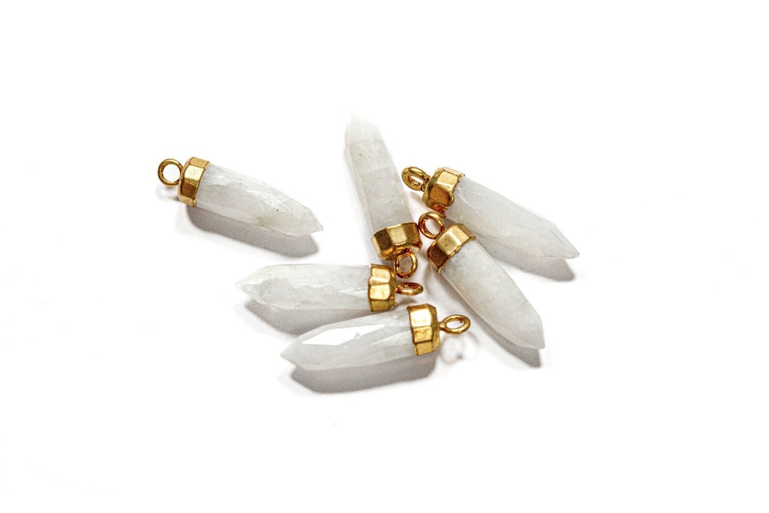 Gemstone Spike Pendants, Moonstone Gemstone Spikes, Gold Electroplated ...