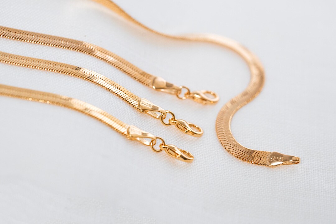 18k Gold Filled Snake Chain, Herringbone Snake Chain, Flat Gold Filled ...