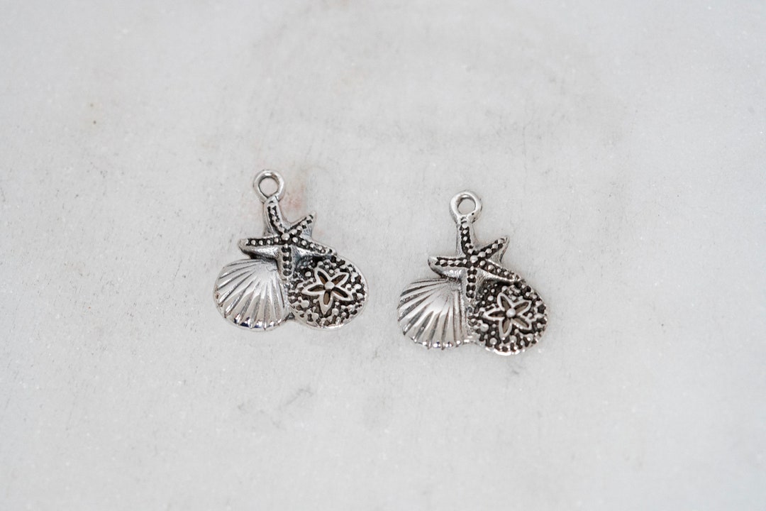 Sterling Silver Shell Charm, Starfish Charm, Sand Dollar Charm ...