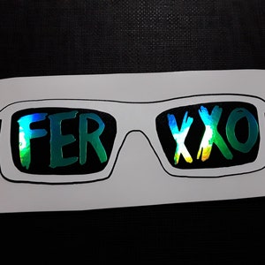 Feid Ferxxo Letters Glasses Green Holographic Foil Sticker Vinyl Decal ...