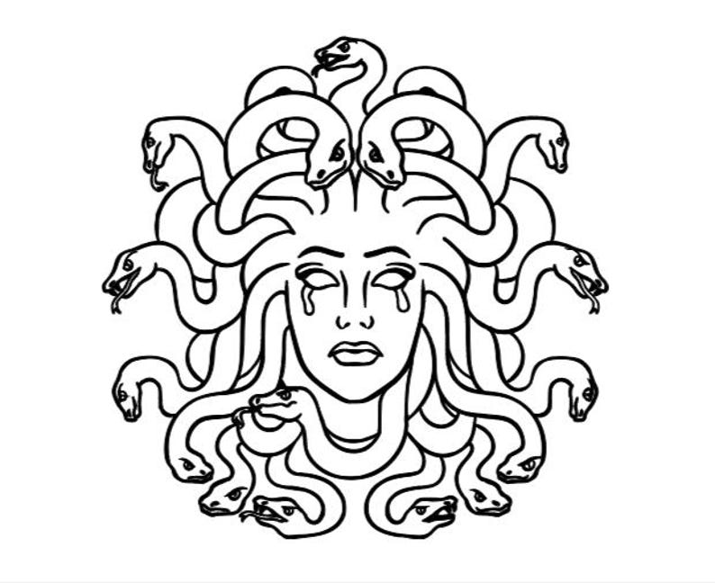 Crying Medusa Outline Greek Mythology Gorgon Decal Art Sticker for Cars ...