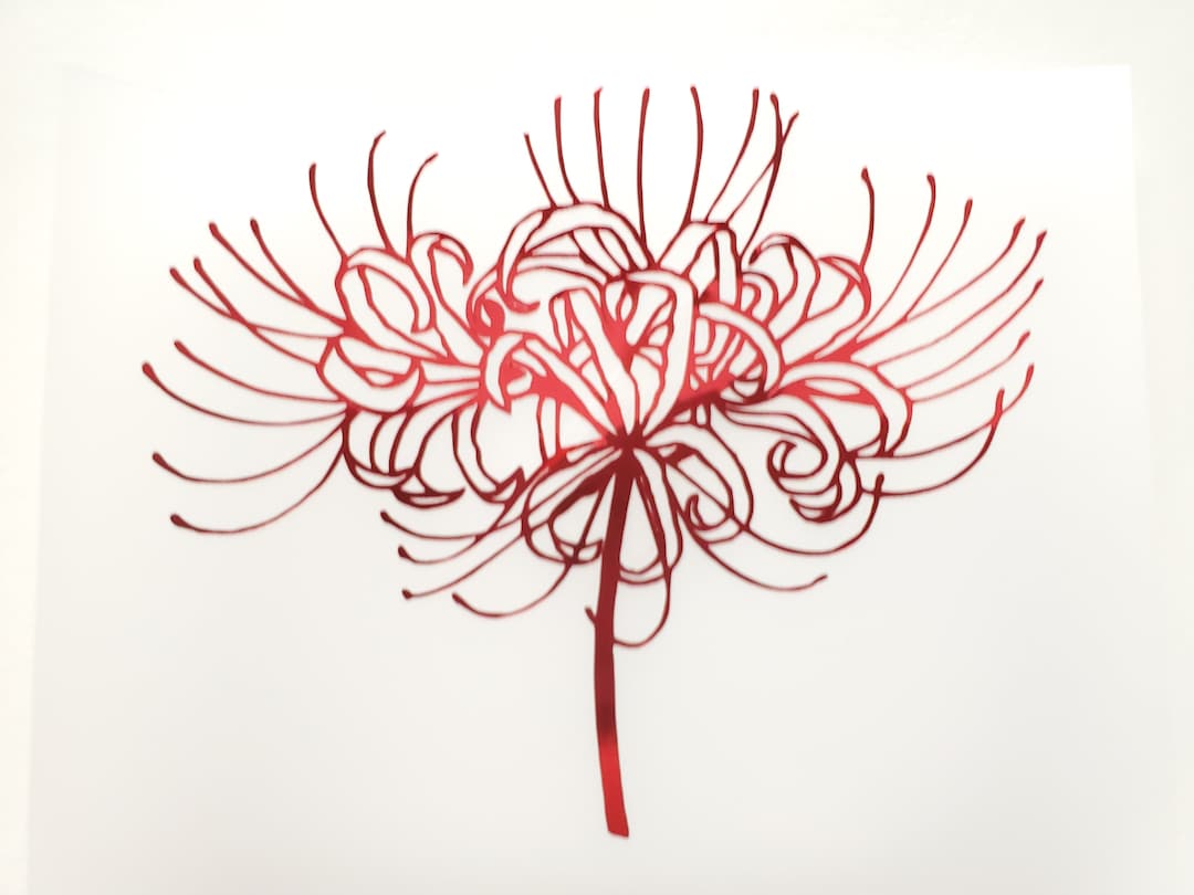 Japanese Spider Lily Anime Flower Holographic Red Sticker Vinyl Decal ...