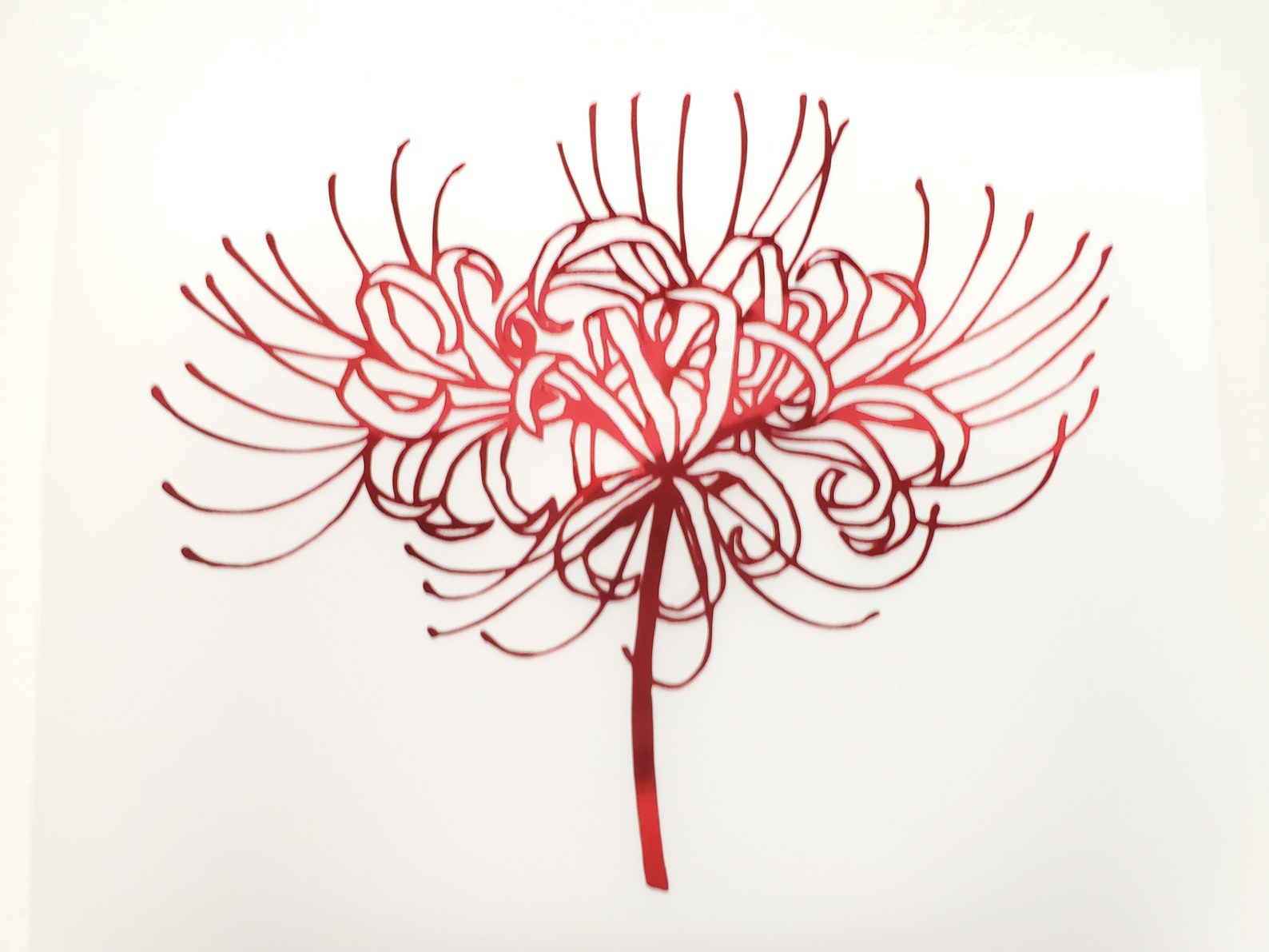 Japanese Spider Lily Anime Flower Holographic Red Sticker Vinyl Decal ...
