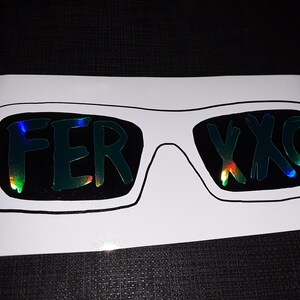 Feid Ferxxo Letters Glasses Green Holographic Foil Sticker Vinyl Decal ...