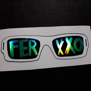 Feid Ferxxo Letters Glasses Green Holographic Foil Sticker Vinyl Decal ...