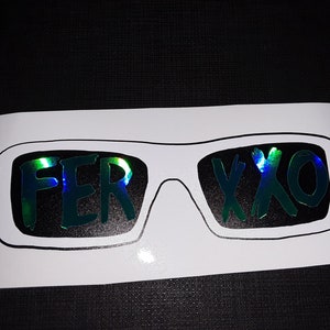 Feid Ferxxo Letters Glasses Green Holographic Foil Sticker Vinyl Decal ...