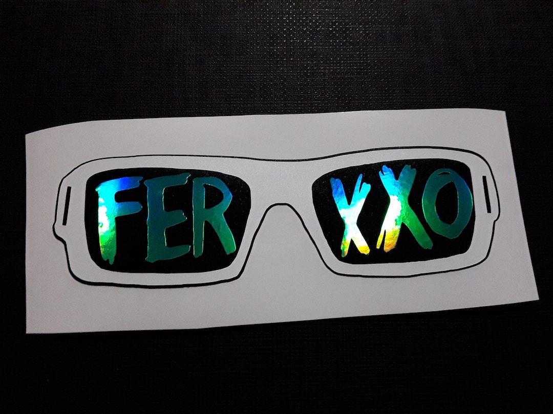 Feid Ferxxo Letters Glasses Green Holographic Foil Sticker Vinyl Decal ...