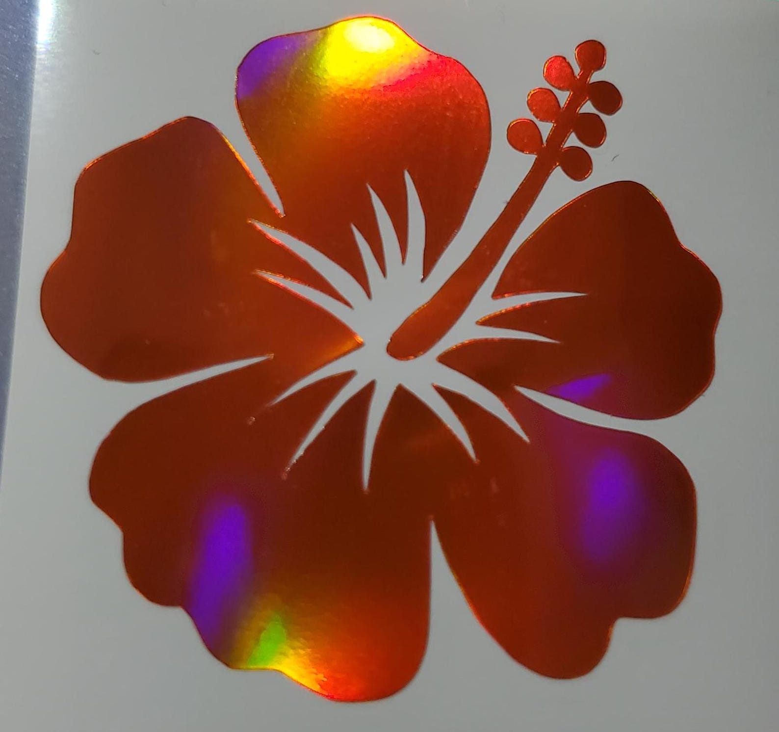 Hibiscus Hawaiian Flower Holographic or Matte Sticker Vinyl Decal Car ...