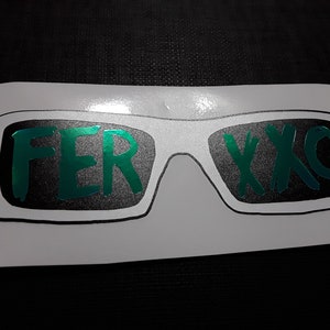 Feid Ferxxo Letters Glasses Green Holographic Foil Sticker Vinyl Decal ...