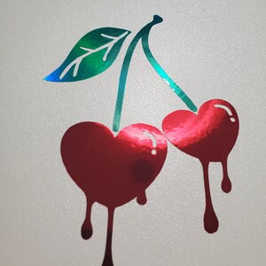 Red Heart Cherries Decal Sticker for Cars, Laptops, Tumblers, Walls ...