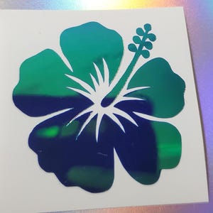 Hibiscus Hawaiian Flower Holographic or Matte Sticker Vinyl Decal Car ...