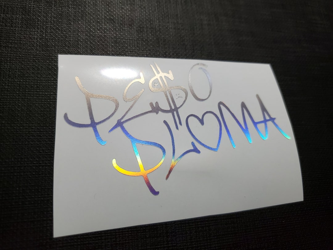 Peso Pluma Letters Silver Holographic Foil Sticker Vinyl Decal ...