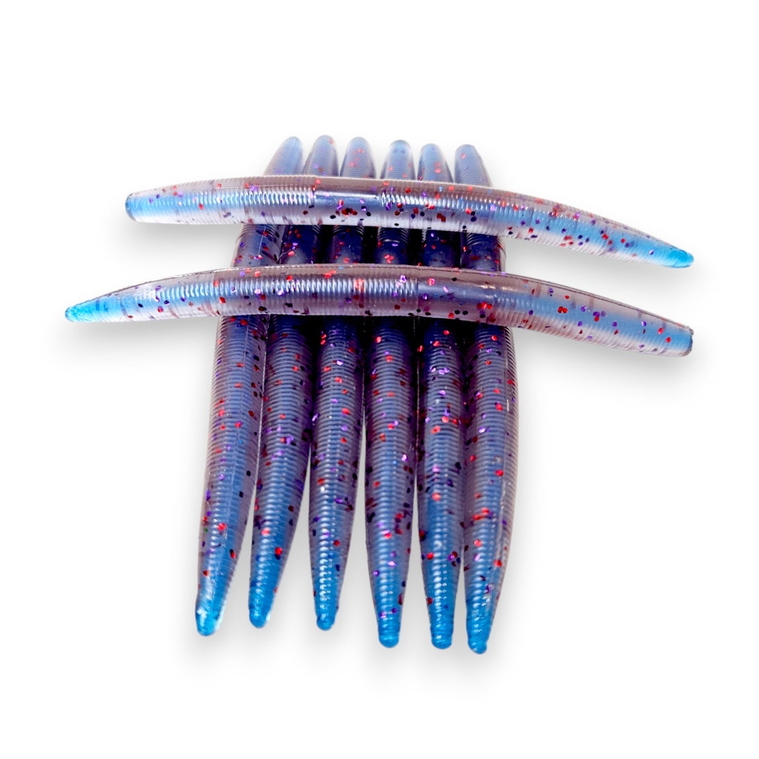 5” Zombie Blue Core Shot Worms - Bass Fishing Senko Style Worms - Etsy