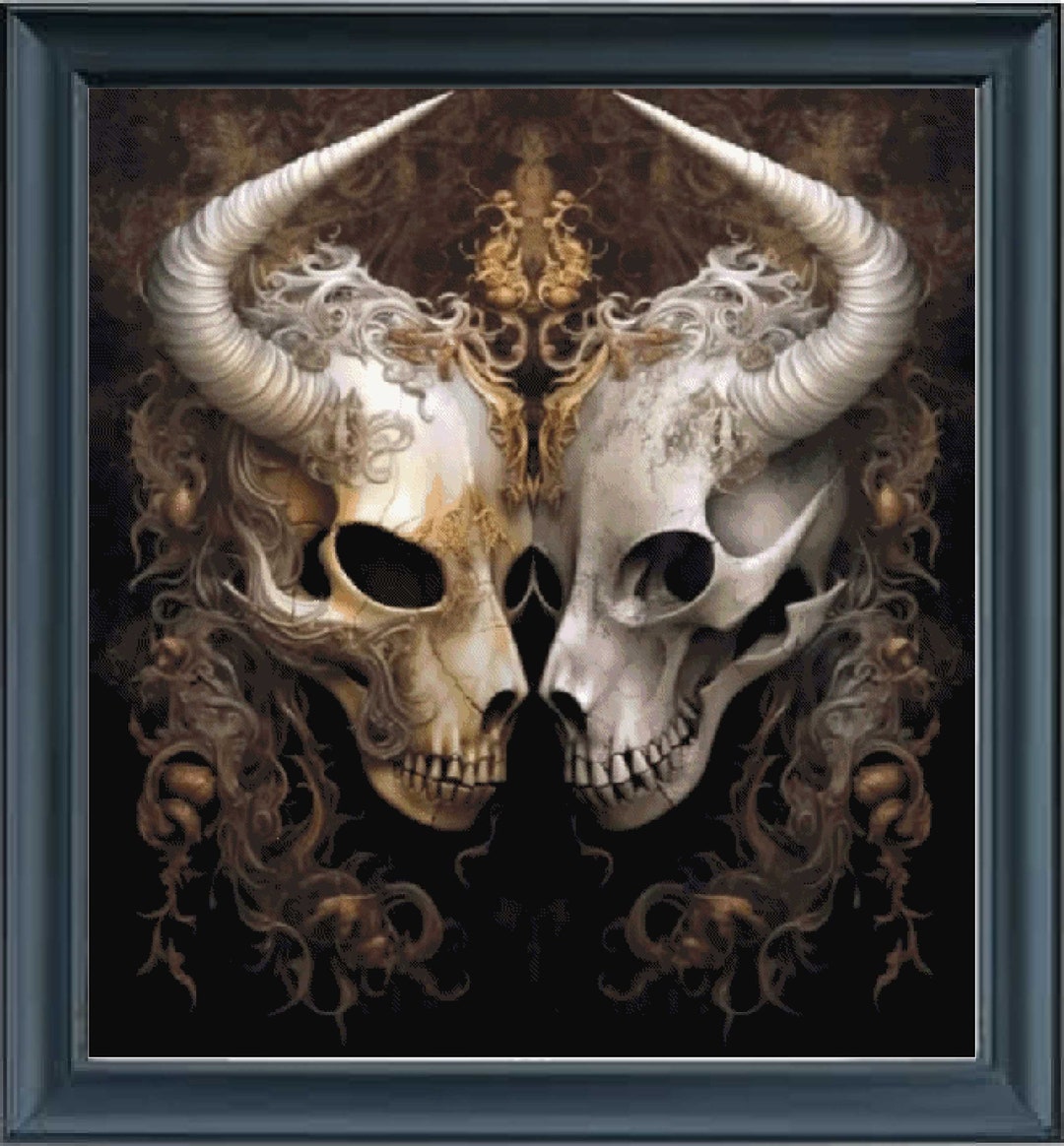 Skull Design Cross Stitch Pattern 549 X 600 - Etsy