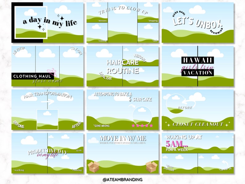 50 Youtube Thumbnail Templates for Influencers Kit, DIY Editable Canva ...