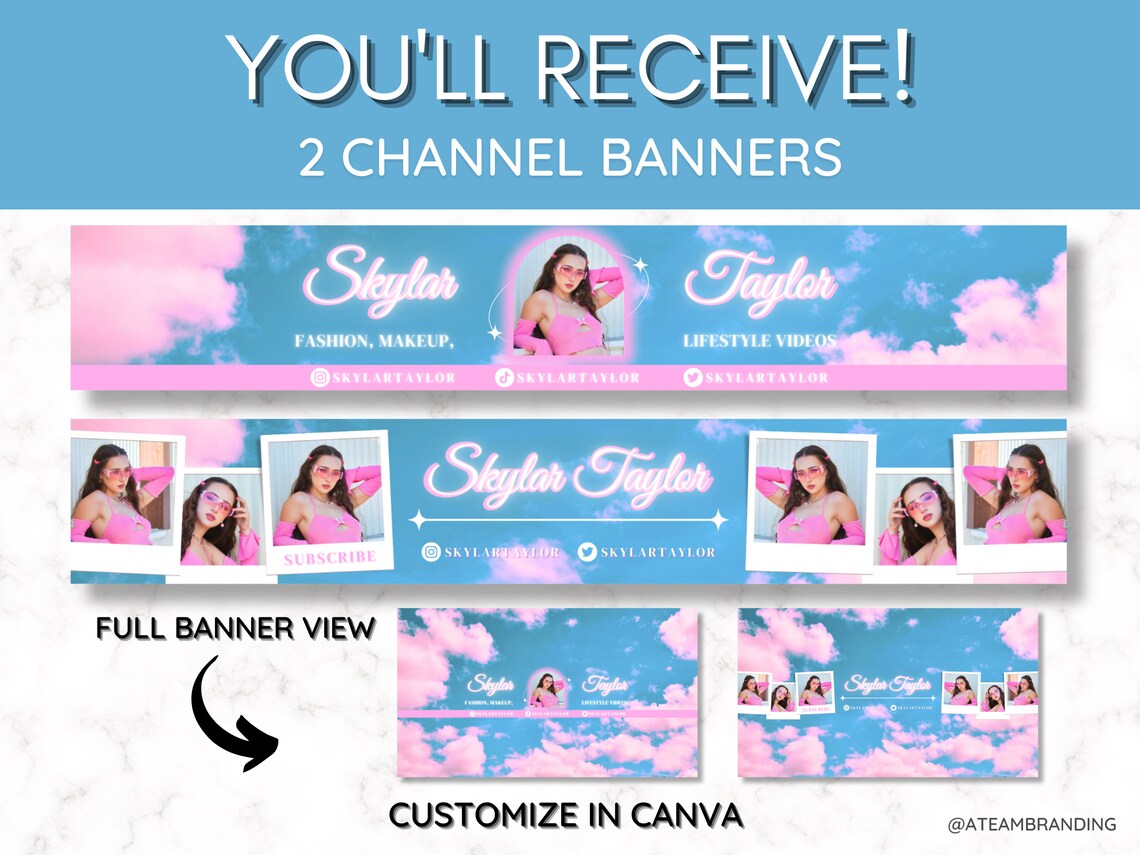 Youtube Branding Kit Y2K, Editable Canva Templates, Youtube Banners ...
