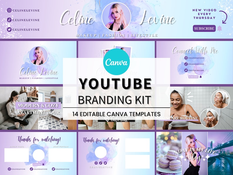 Youtube Channel Kit, Youtube Banner Colorful Templates, Intros, Outros ...